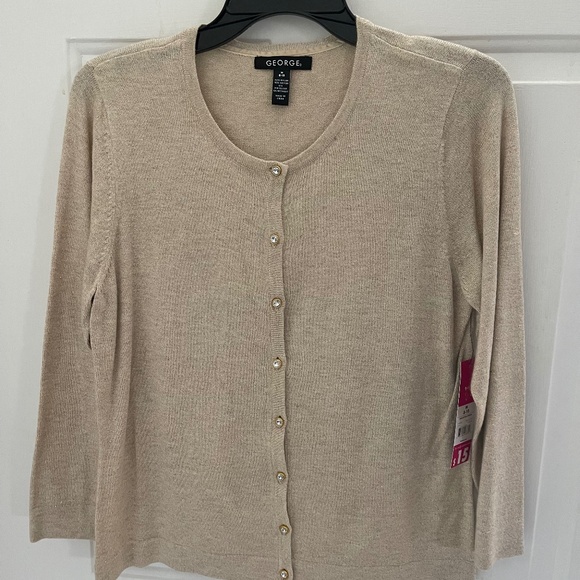 George | Sweaters | New Metallic Gold Cardigan Sweater Womens M | Poshmark